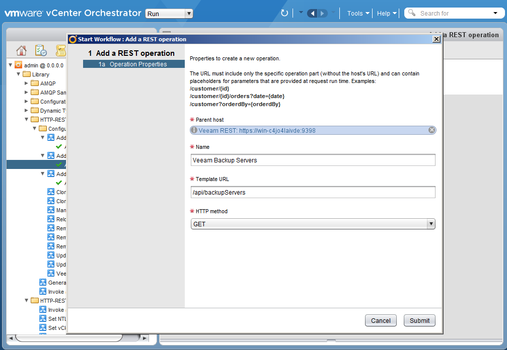 Автоматизация задач резервного копирования с помощью vCenter Orchestrator через Veeam Restful API